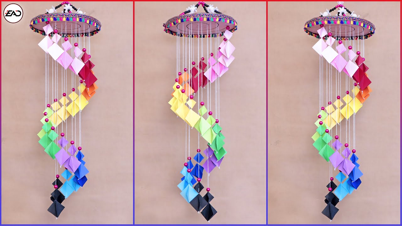 New Design !! Paper Wind Chime Making || Handmade Home Decorating Idea ...