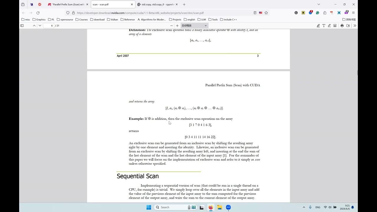 "Parallel Prefix Sum (Scan) with CUDA" group read [2024-06-05] - YouTube