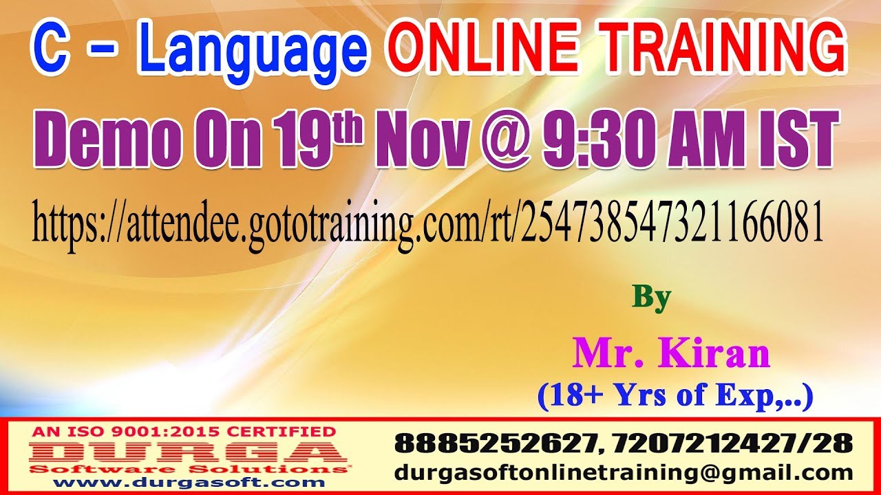 C - Language Online Training in DURGASOFT - YouTube