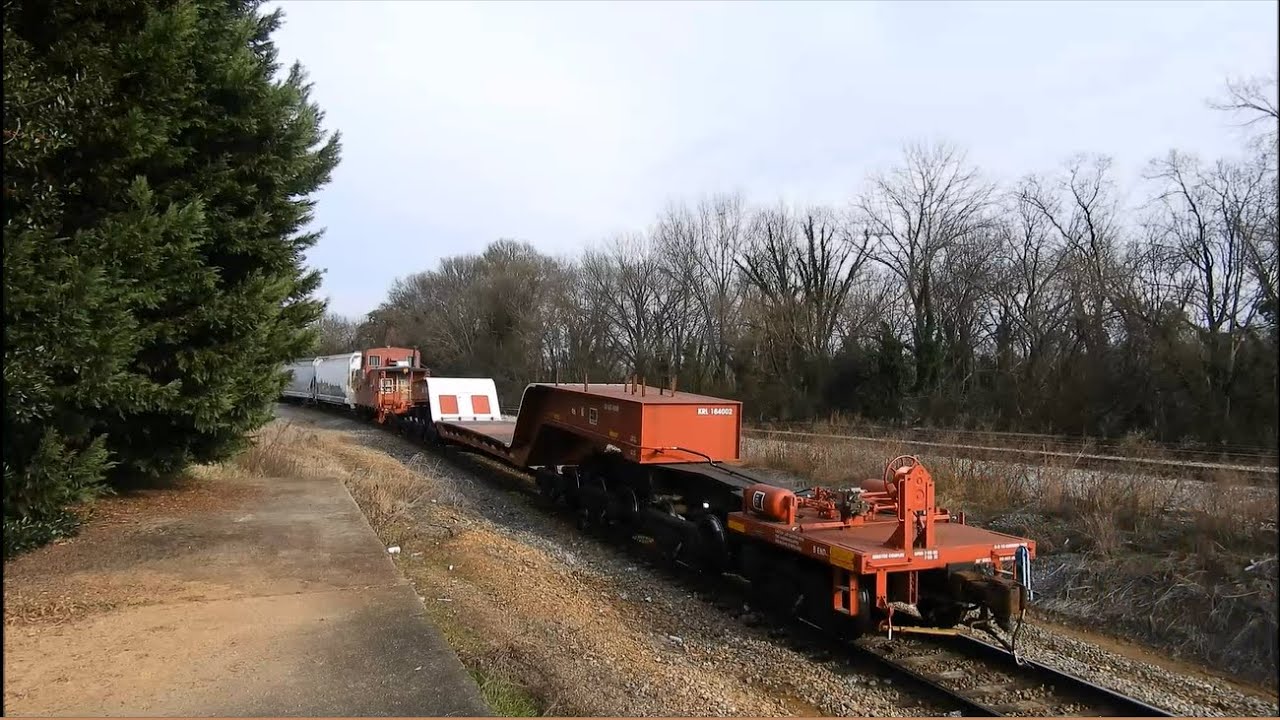 Local with Caboose and Depressed Center Flat Car - YouTube