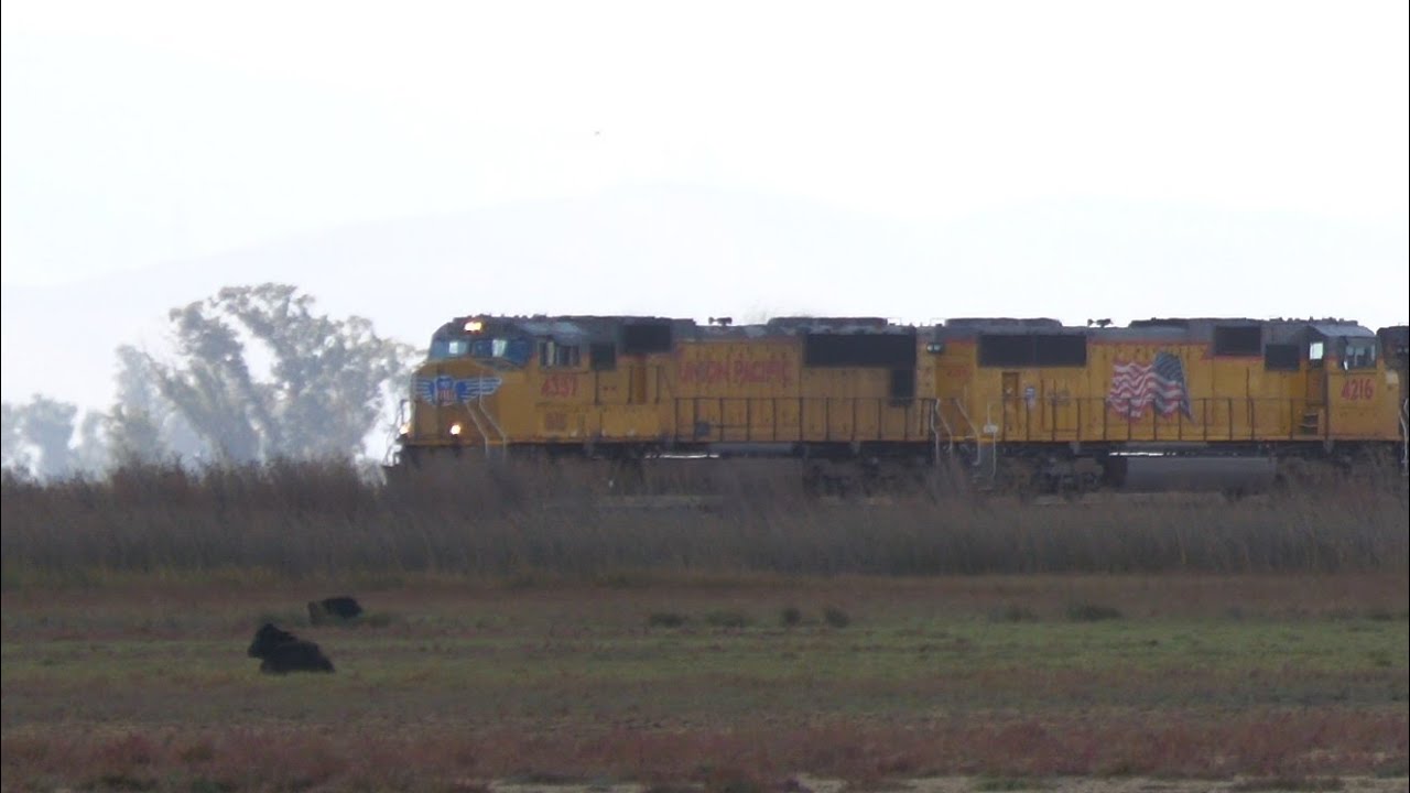 UP 4357 Manifest East Across Field On Martinez Sub, Suisun City CA - YouTube
