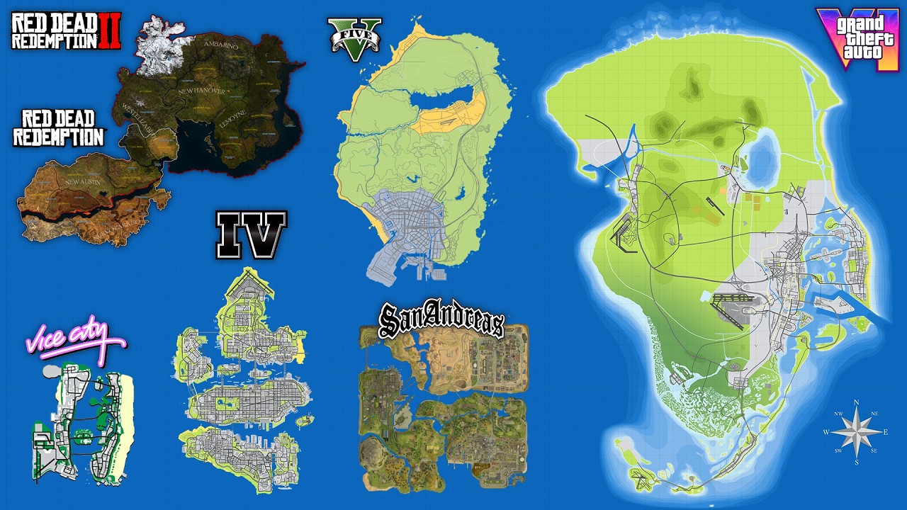 NEW GTA 6 Map VS ALL Rockstar Games Maps! - YouTube