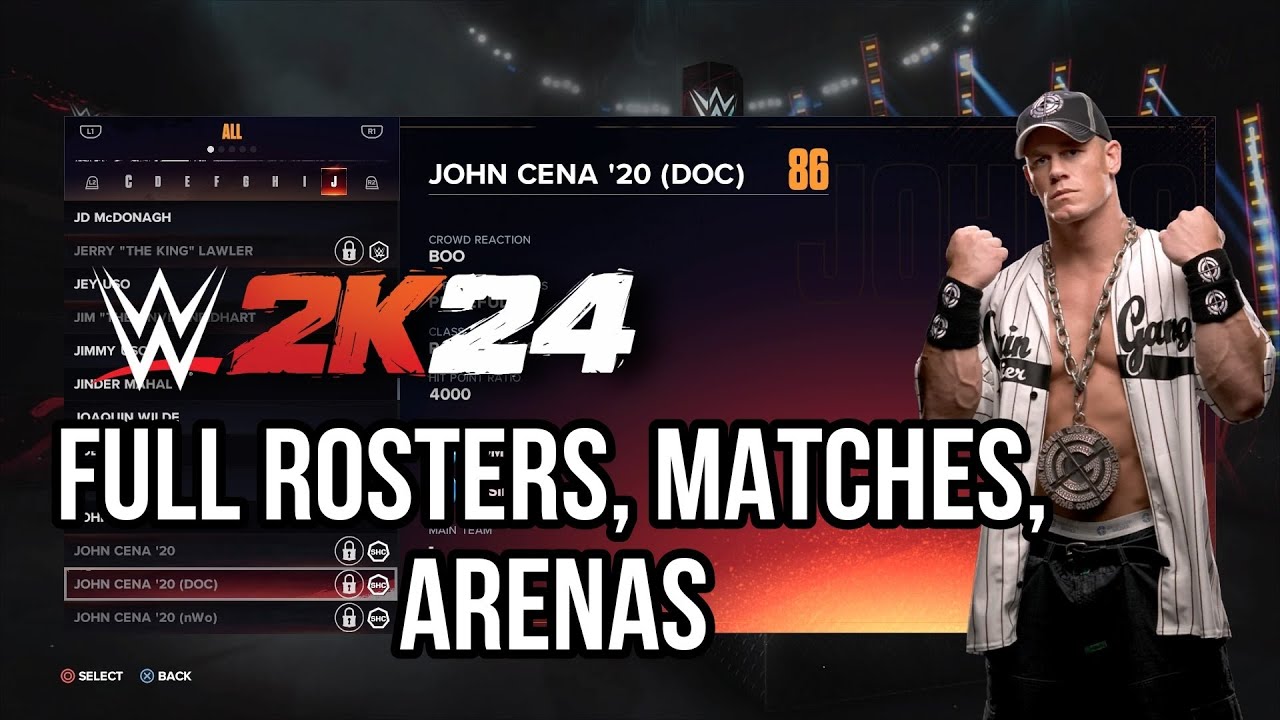 WWE 2K24 - FULL ROSTERS, MATCHES, ARENAS (PS4) - YouTube