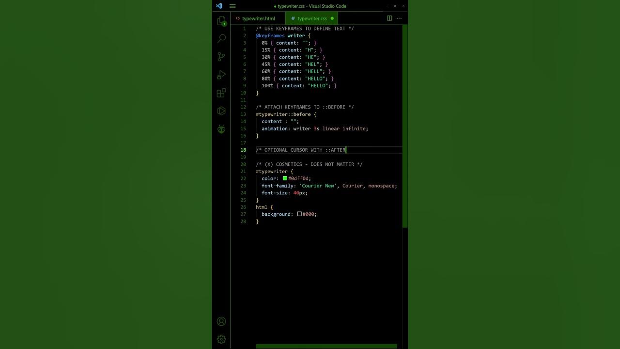 Typewriter Effect In Html Css No Javascript Youtube