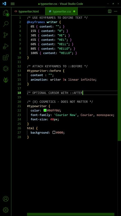 Typewriter Effect In HTML CSS (No Javascript) - YouTube