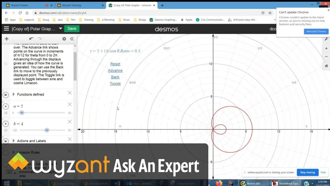 How to determine the graph of a Cardioid (use Desmos to illustrate ...