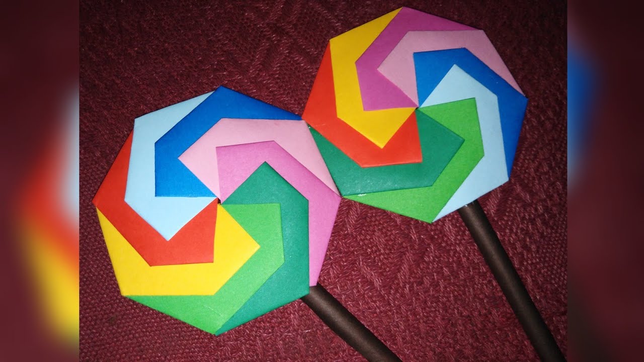 Origami 3D Paper Folding LoliPops 🍭🍭🍭 - YouTube