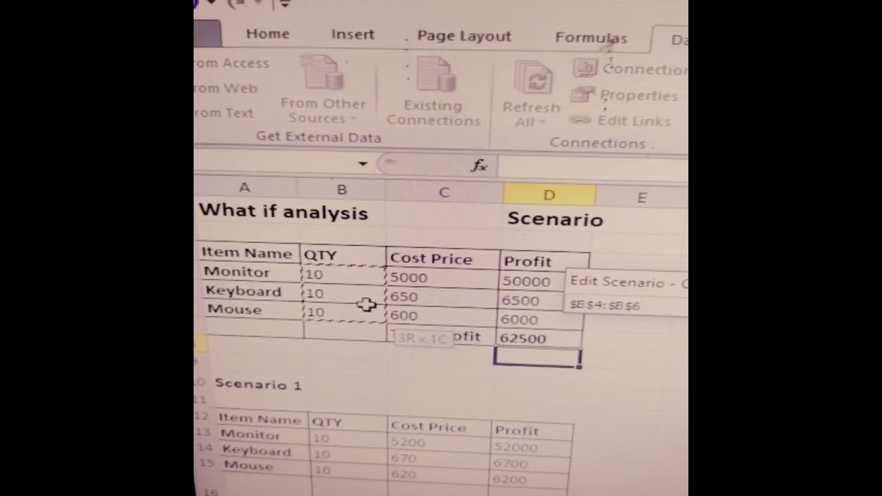 MS Excel What if analysis Scenario - YouTube