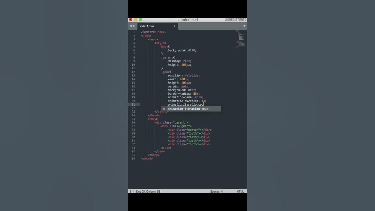 Gear ←→ HTML CSS 〒 (Source Code link in first comment) ↑↓ #coding_vines #biscode - YouTube