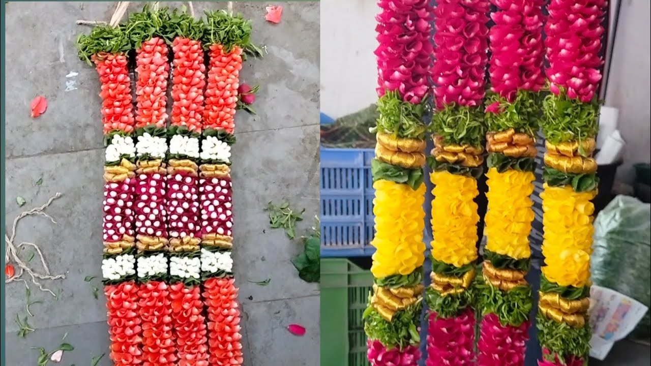 garland meking ।। how to make beautiful flower ।। marriage flower mala ...