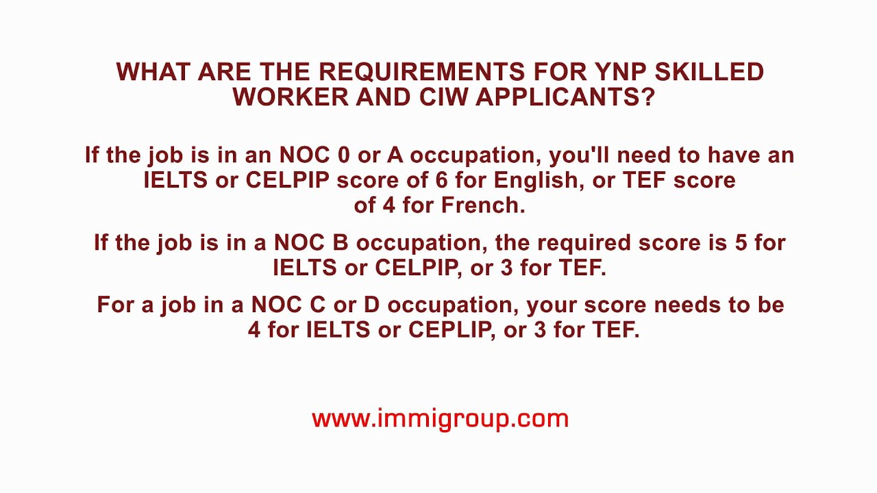 What are the requirements for YNP Skilled Worker and CIW applicants ...