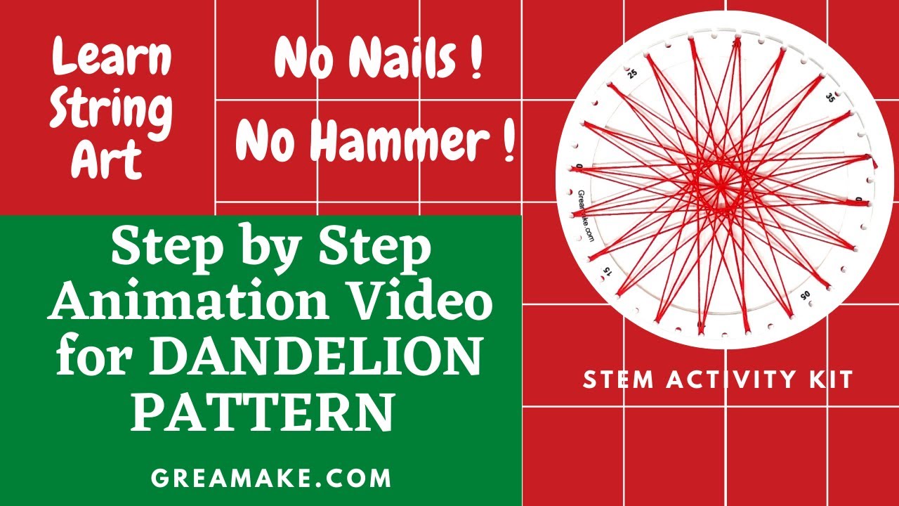 Animation Tutorial DIY DANDELION PATTERN on GreaMake String Art without ...