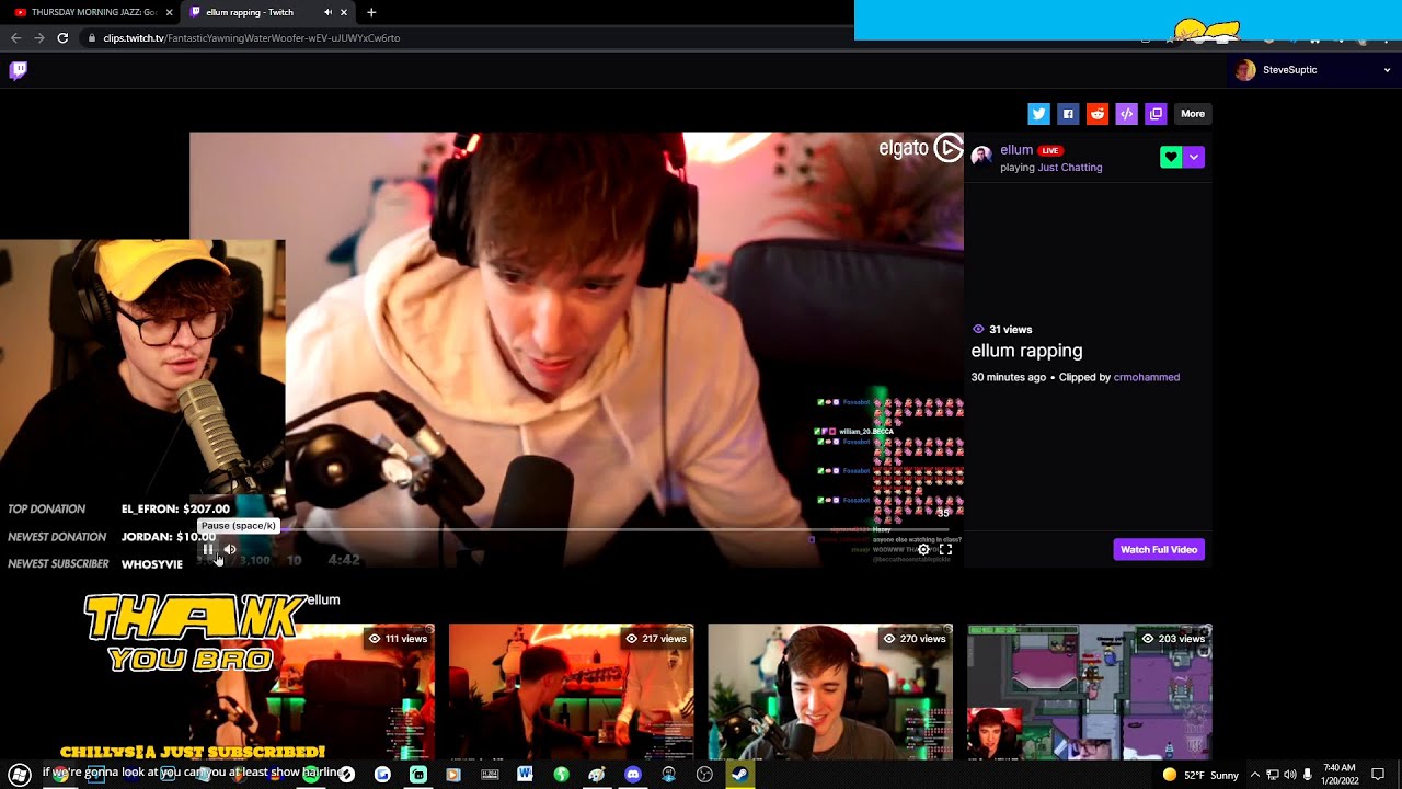 Steve Reacts To Ellum Rapping Then Joins In - YouTube