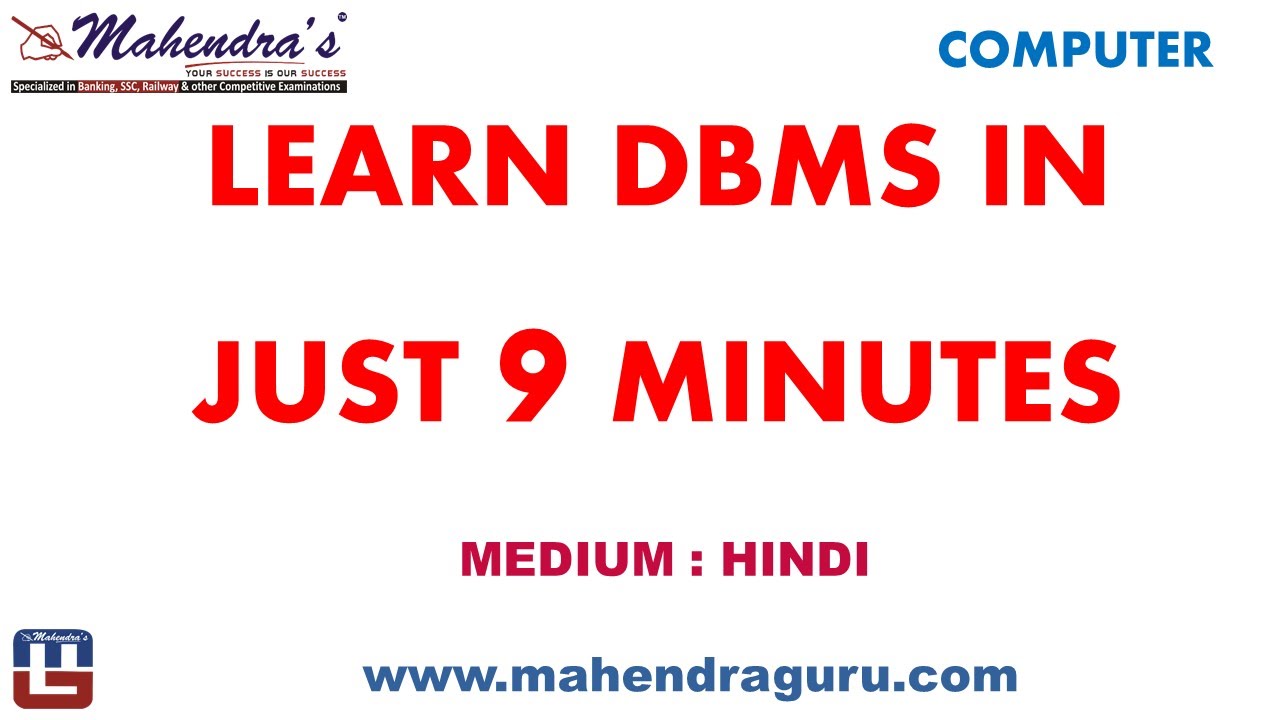 Learn Dbms In Just 9 Minutes Hindi Version Youtube