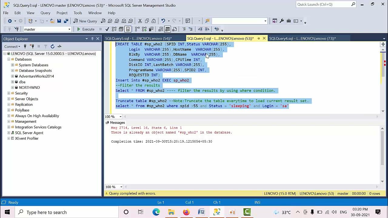 How to Sort out SP_Who2 Results in SQL Server - YouTube