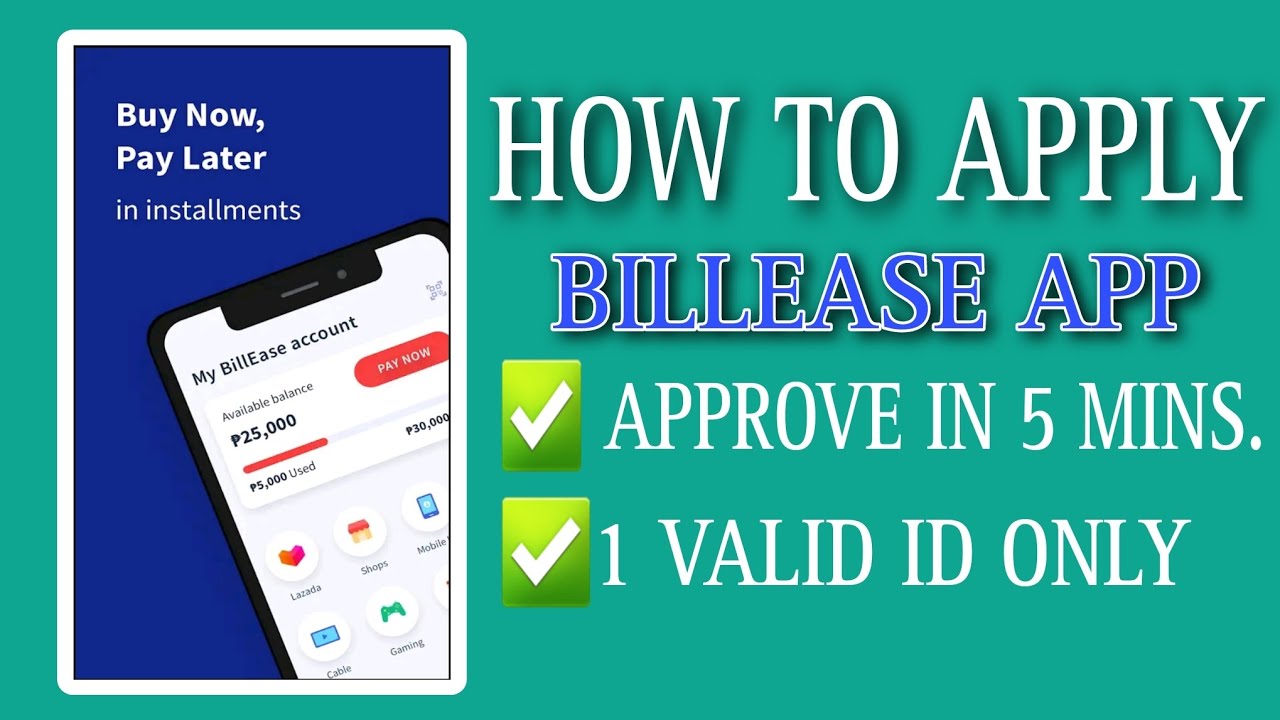 HOW TO APPLY BILLEASE APP | APPROVE IN 5 MINUTES | 1 VALID ID ONLY ...