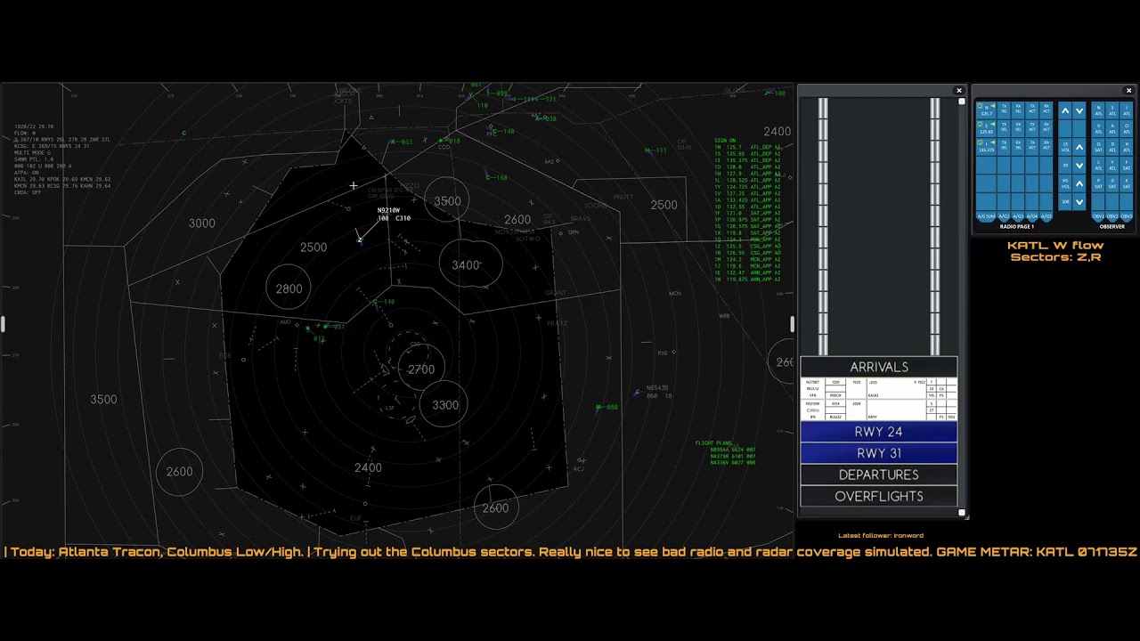 ATCPro - Atlanta Tracon, Columbus low/high - YouTube