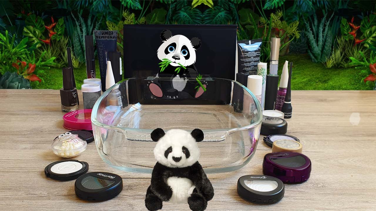 Panda ! Mixing Makeup Eyeshadow Into Slime! Slime Series #13 - YouTube