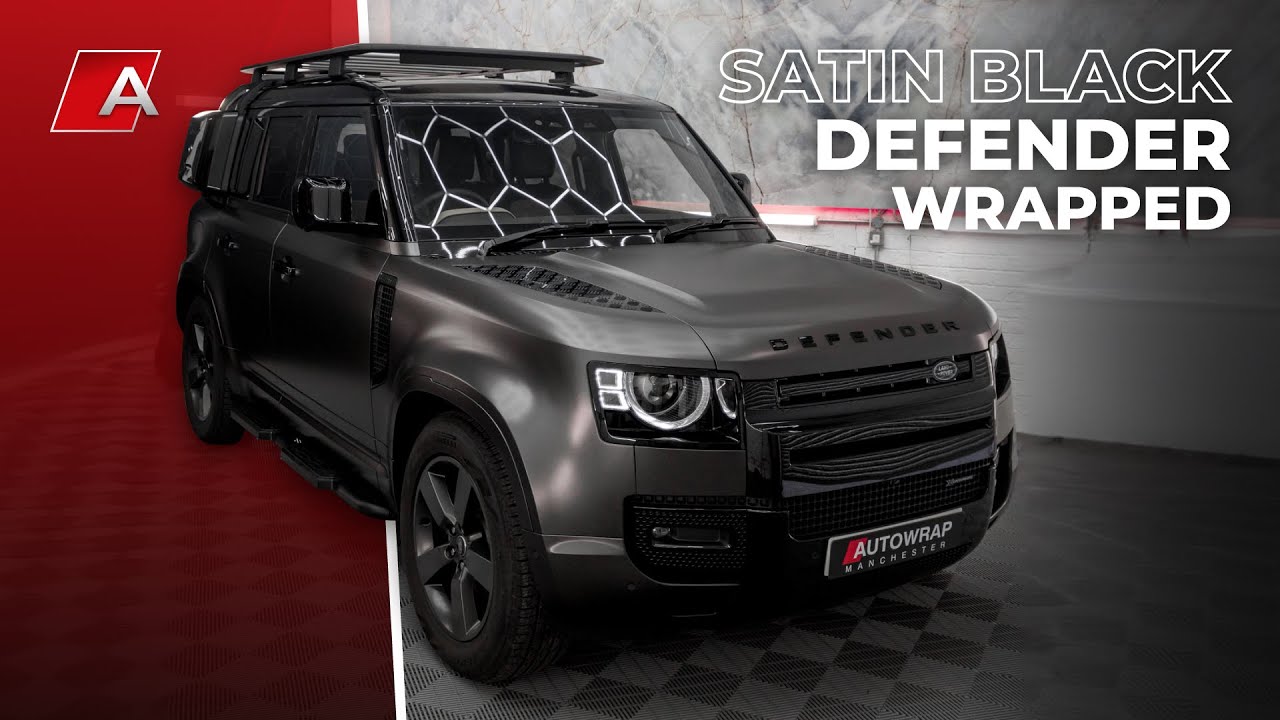 NEW LAND ROVER DEFENDER gets a SATIN BASALT BLACK WRAP! - YouTube