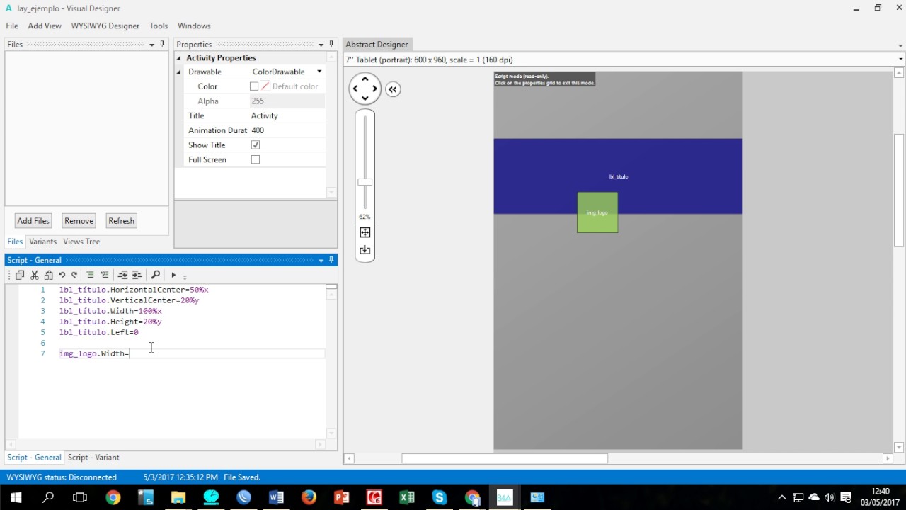 Distribución a escala de objetos en un layout de B4A - YouTube