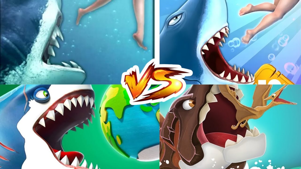 HUNGRY SHARK PART 3 VS HUNGRY SHARK WORLD VS HUNGRY SHARK EVOLUTION VS ...