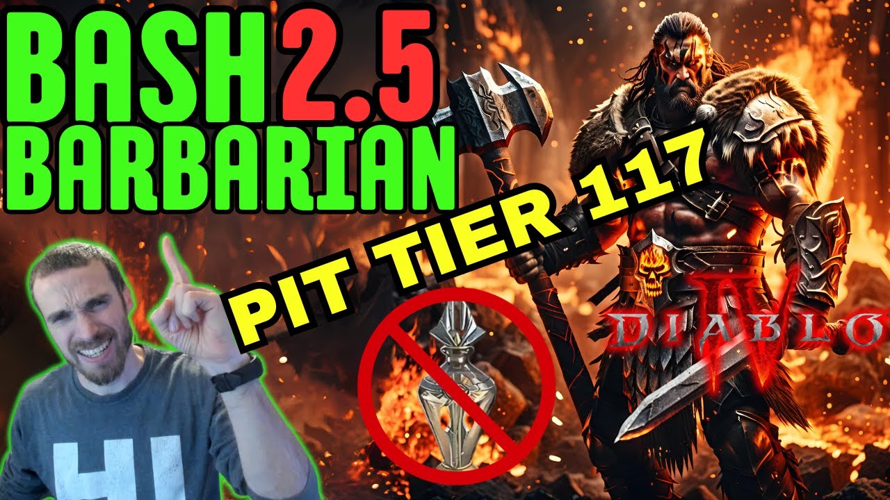 Crazy Tier 117 Pit with Bash Barbarian (no holy bolts) - YouTube
