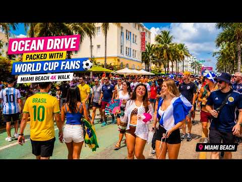 Ocean Drive Is Packed With World Cup Fans ⚽🌴 | Miami Beach 4K Walk