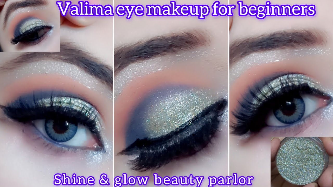 glamorous look Valima eye makeup tutorial |step by step eye makeup for beginners |glittery eye ...