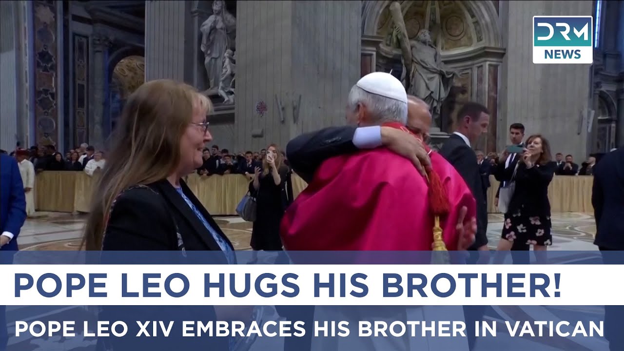 Pope Leo XIV Hugs His Brother After Inaugural Mass | DRM News | AK1I ...