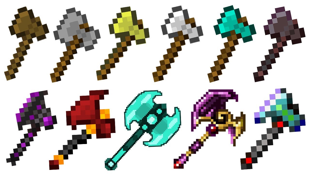 Niveles de Poder de las HACHAS de Minecraft - YouTube