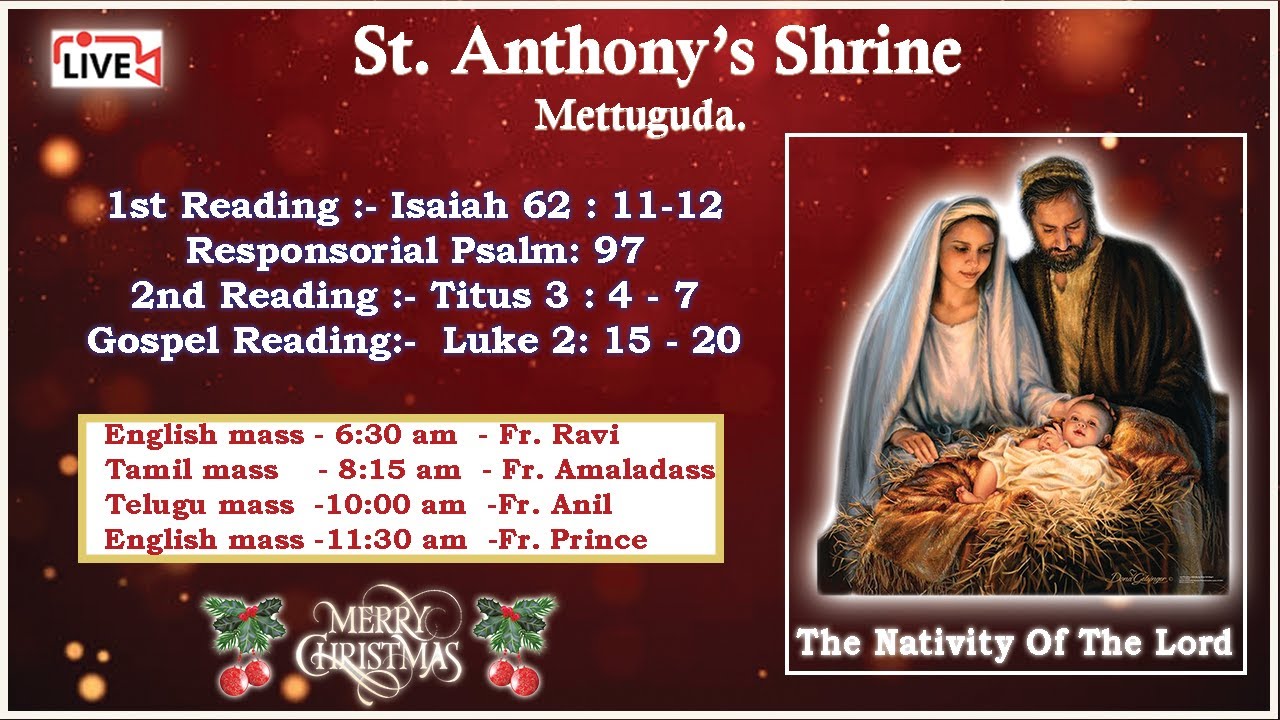 Fr. Ravi / St. Anthony Shrine / Mettuguda / English Mass 6.30 am Live ...
