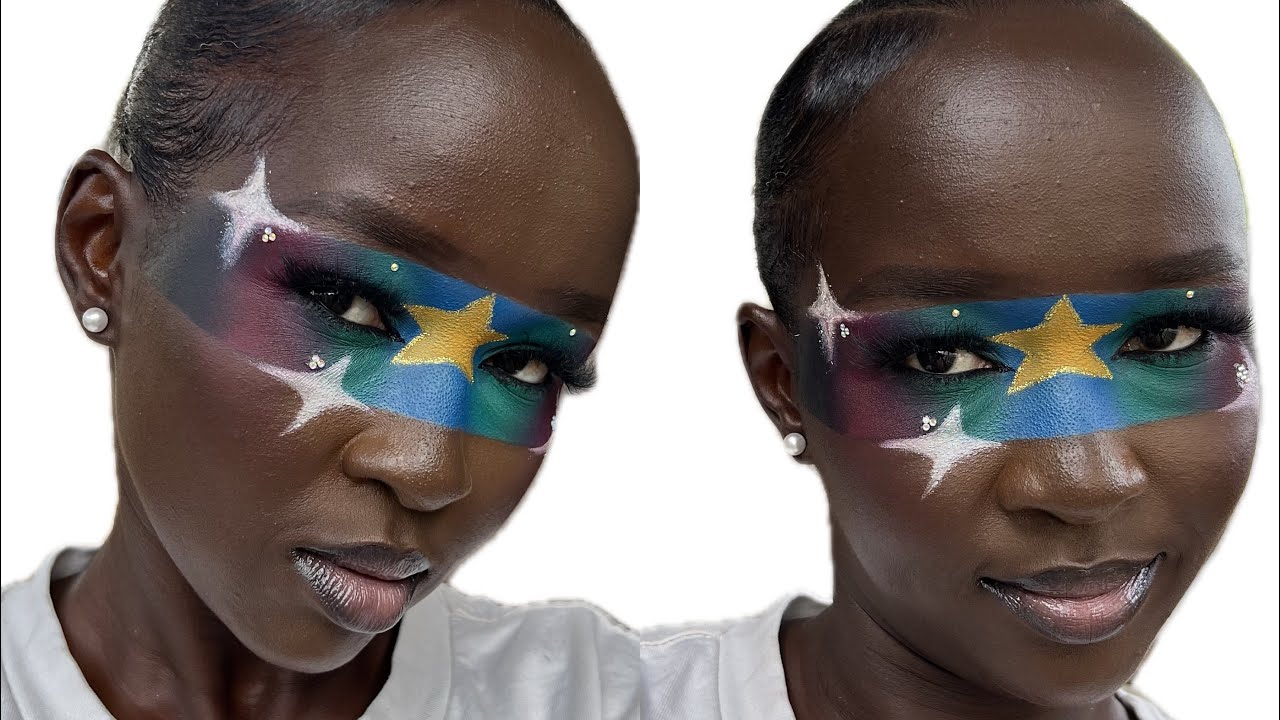 South Sudan Flag Makeup Tutorial - YouTube