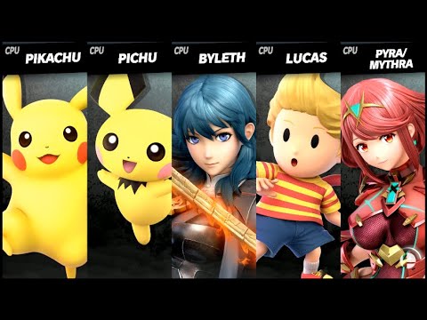 Pikachu VS Pichu VS Byleth VS Lucas VS Pyra / Mythra LV 9 CPU Battle ...