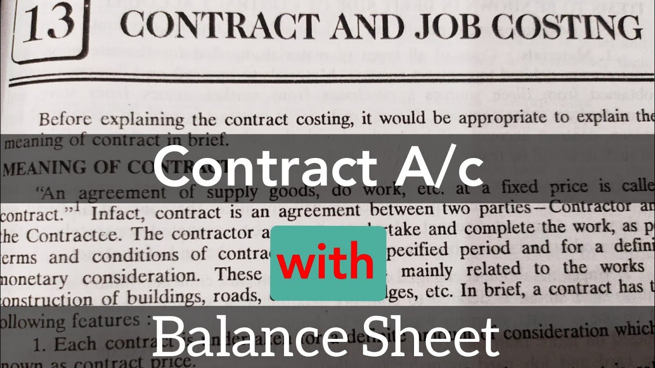 Contract Costing ... With Balance Sheet - YouTube