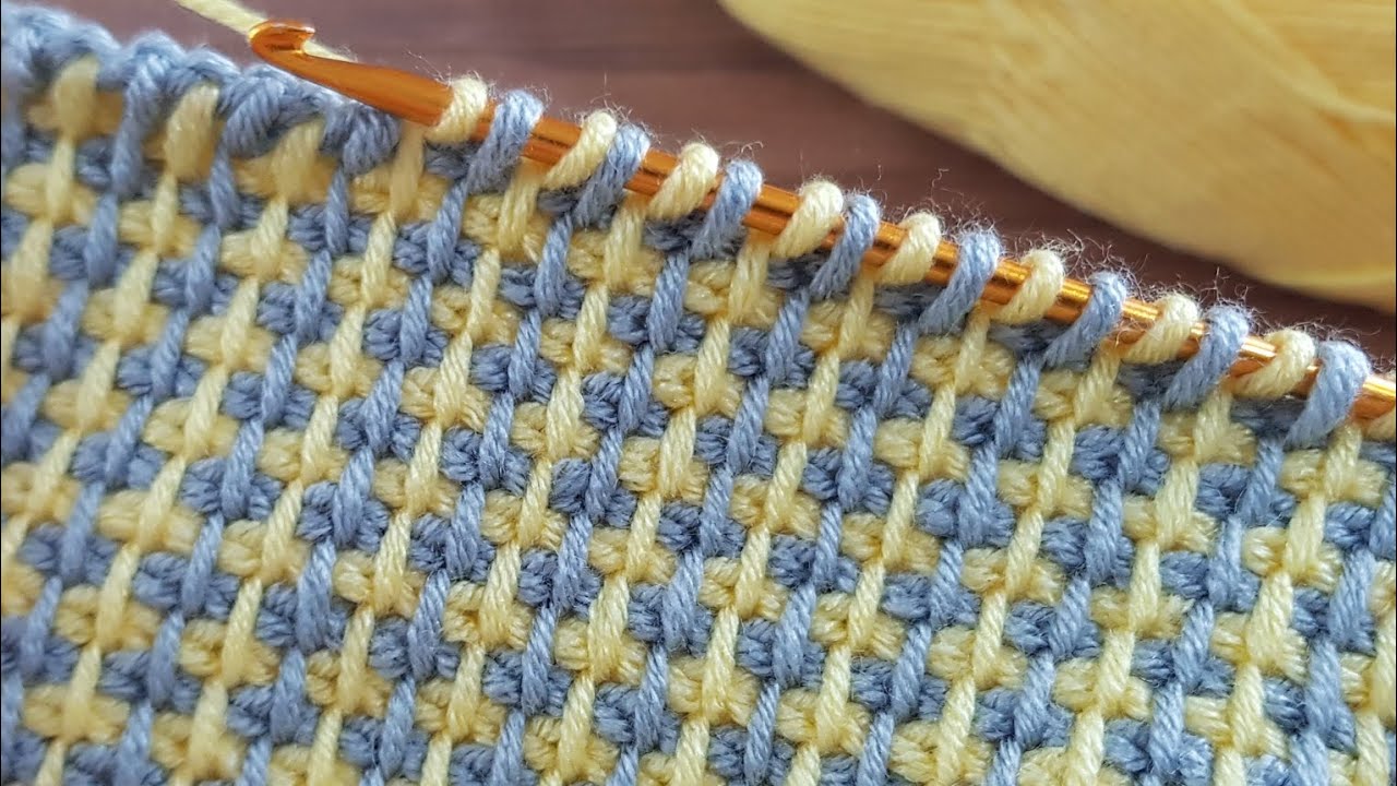 Perfect!!👌💕 two-color wonderful tunisian knitting pattern. #crochet - YouTube