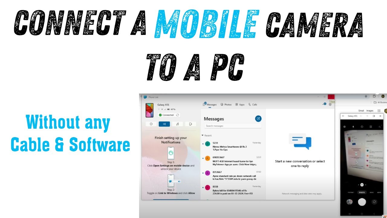 Connect a Mobile Camera to a PC | Without any Cable & Software - YouTube