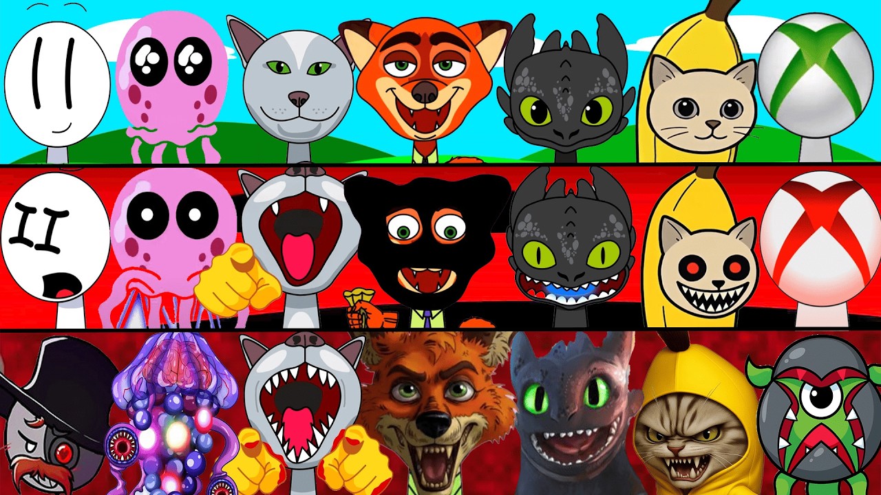 Incredibox Sprunki OC Phase 1 to Phase 3 Nick Wilde (from Zootopia ...