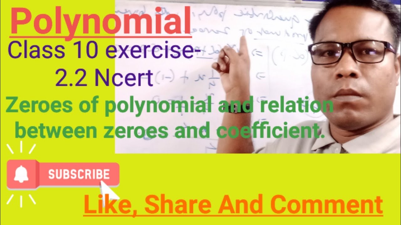 Polynomial class10 Exercise-2.2 Zeroes of polynomial And Relation ...