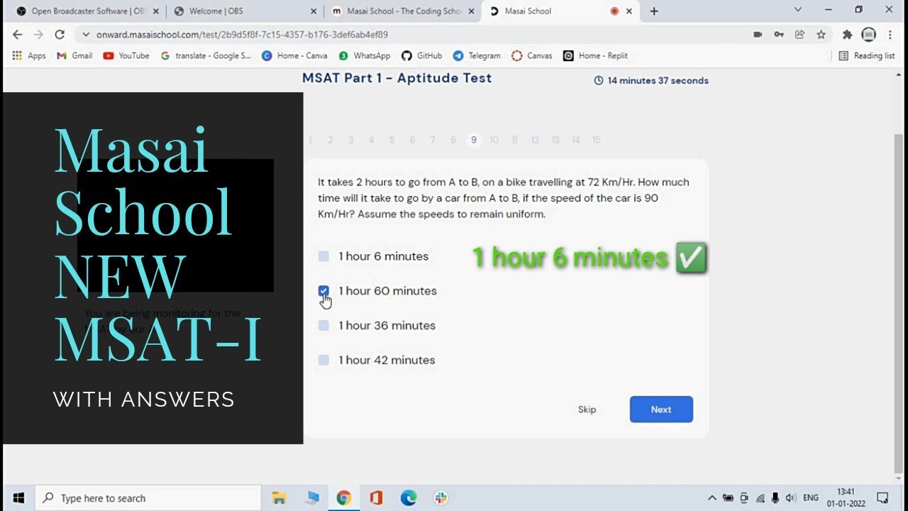 (expired)MSAT 1: | New changes in msat 1| New Masai School Admission ...