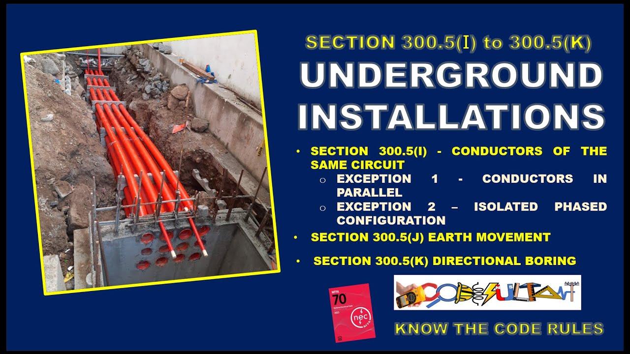 UNDERGROUND INSTALLATIONS-NEC 2023 SECTION 300.5(I) to (K) - YouTube