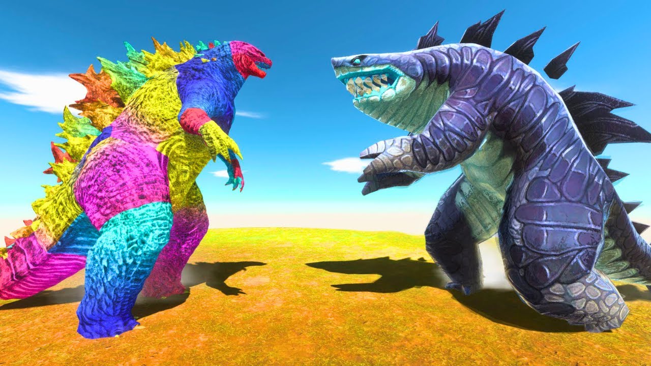 Godzilla Rainbow 2014 VS Sharkzilla Battle | Animal Revolt Battle ...