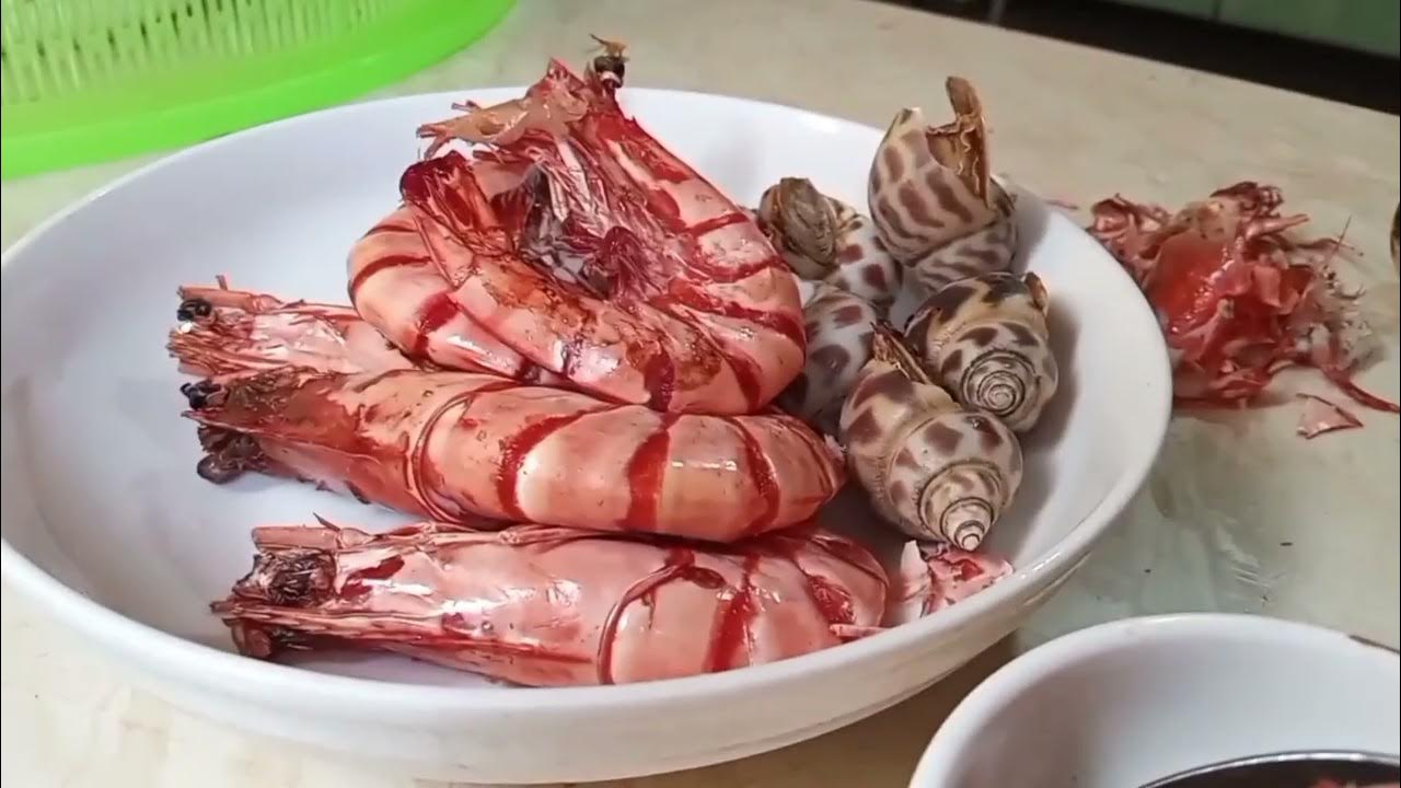 Tôm sắt biển Ốc Hương nướng chấm muối tiêu chanh. - YouTube