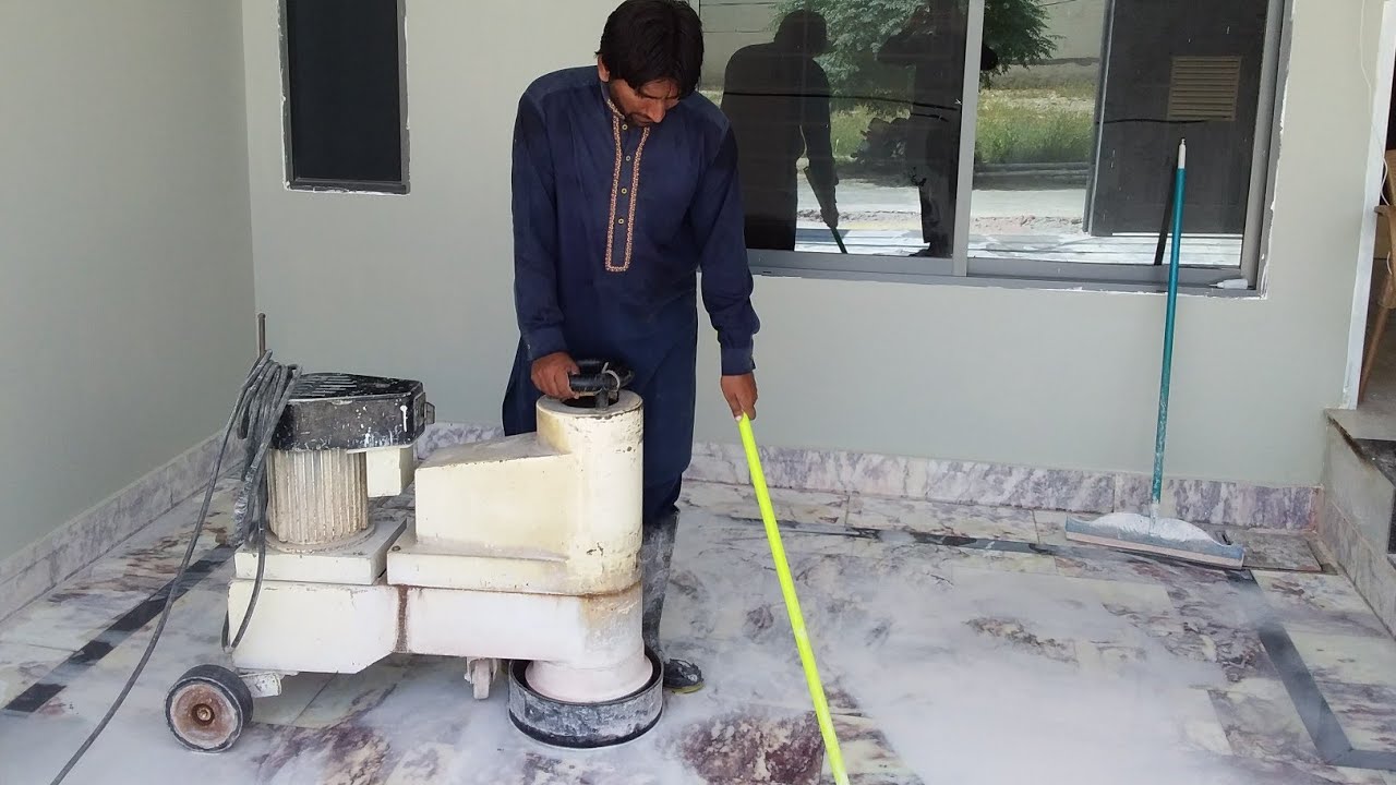 Marble Floor Grinding In Progress - YouTube
