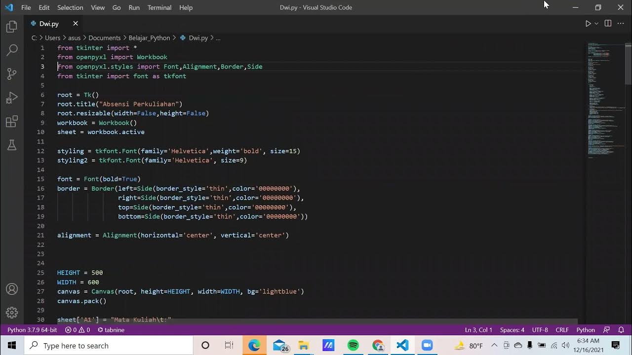 Membuat aplikasi absensi mahasiswa dengan python - YouTube