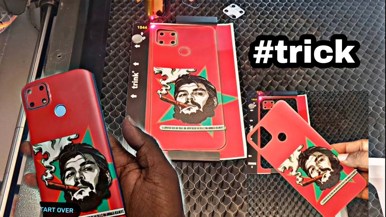 Co2 Laser Machine Mobile back Lamination | Co2 लेझर मशीन पर back skin ...