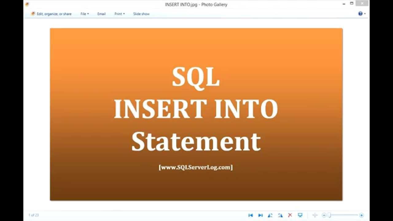 23 - SQL INSERT INTO Statement - Learn SQL from www.SQLServerLog.com [HD] - YouTube