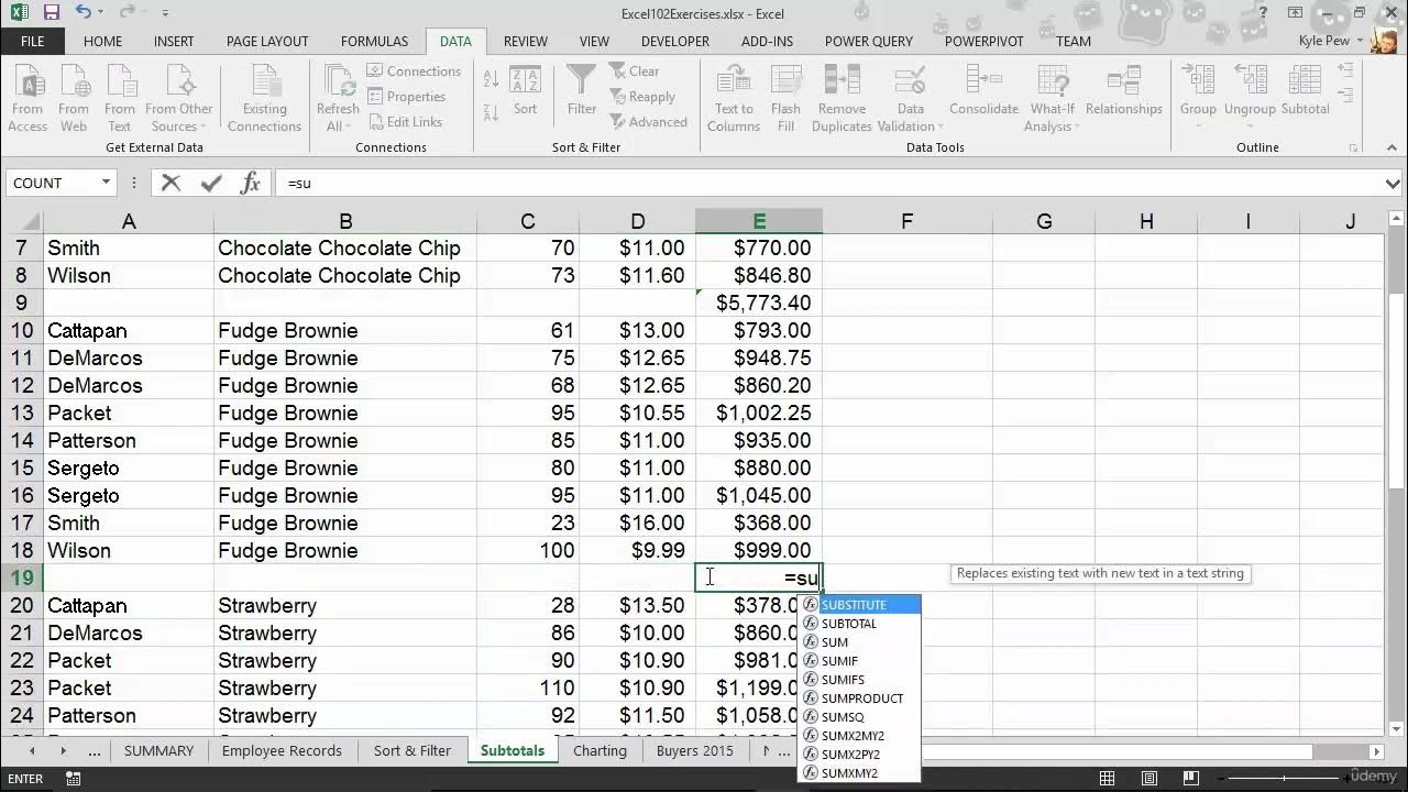 006 Creating Subtotals in a List - YouTube