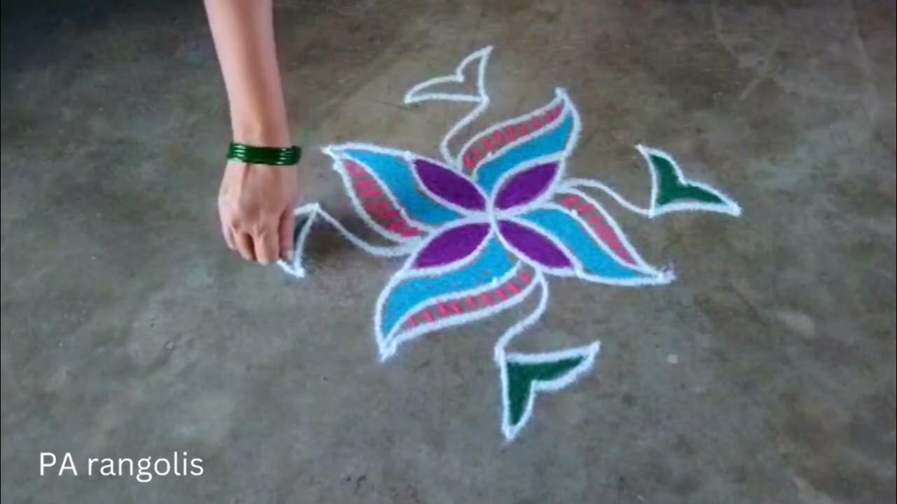 7x1 dot new kolam rangoli, rangoli designs with colour, chinna muggulu ...
