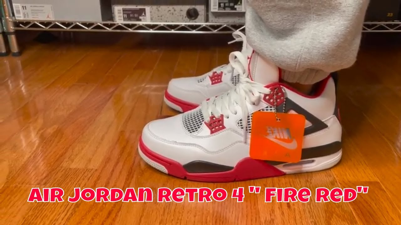 Air Jordan Retro 4 "Fire Red" Unboxing and Review - YouTube