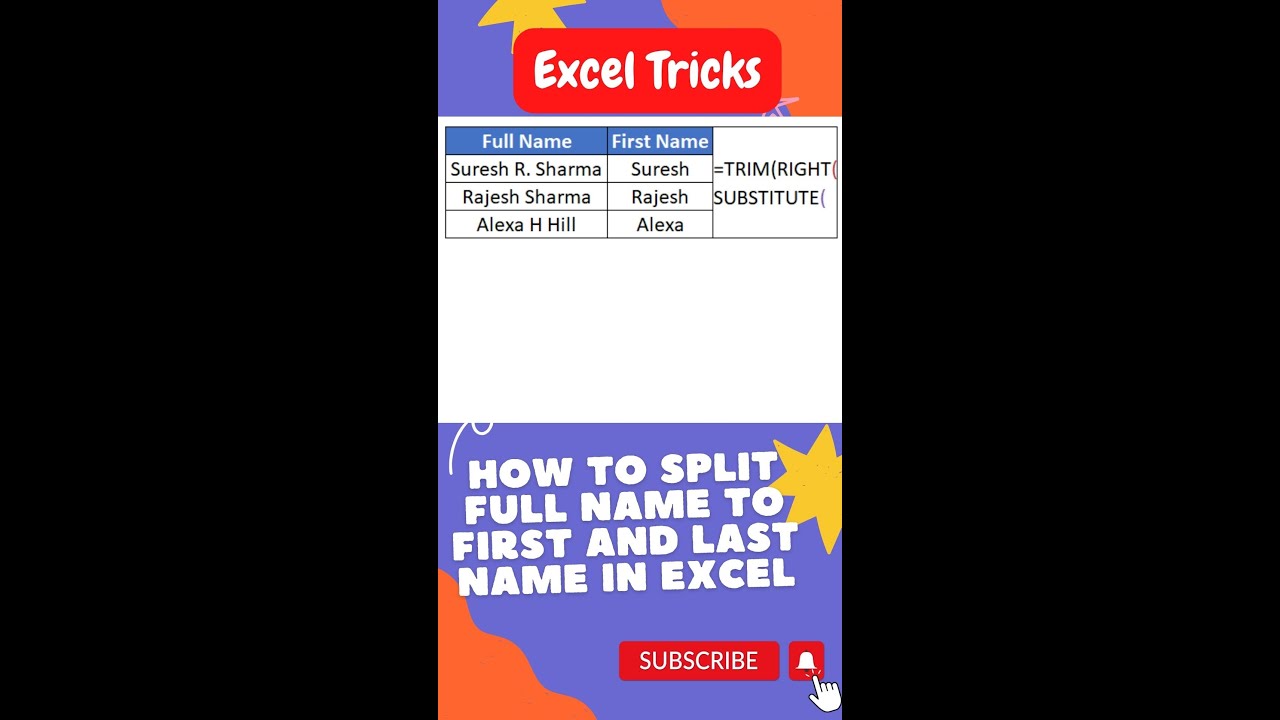 How To Extract Full Name To First And Last Name In Excel Excel How To Extract Full Name To First And Last Name In Excel Excel
